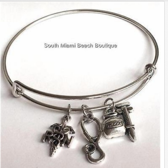 South Miami Beach Boutique | Jewelry | Silver Caduceus Nursing Rn Wire Charm Bracelet | Poshmark